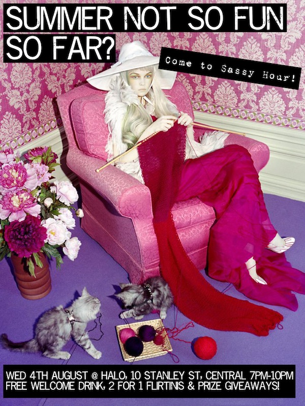 Invitation: Sassy Hour at Halo, Wednesday 4th August - Sassy Hong Kong